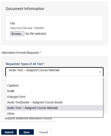 request alternative formats eastern