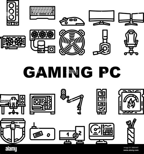 Gaming Pc Hardware Processor Icons Set Vector Stock Vector Image And Art Alamy