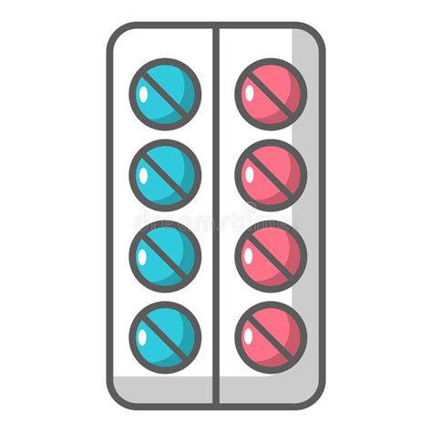 Pills In Blister Pack Icon Cartoon Style Stock Vector Illustration