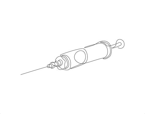 Continuous Line Drawing Of Syringe For Injections One Line Of Syringe