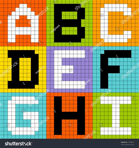 8 Bit Pixel Alphabet Letters Set 1 Vector De Stock Libre De Regalías