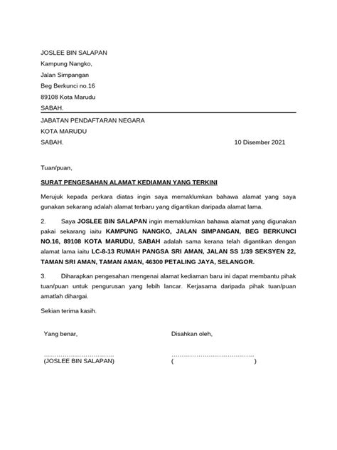 Surat Tukar Alamat Jpn Pdf
