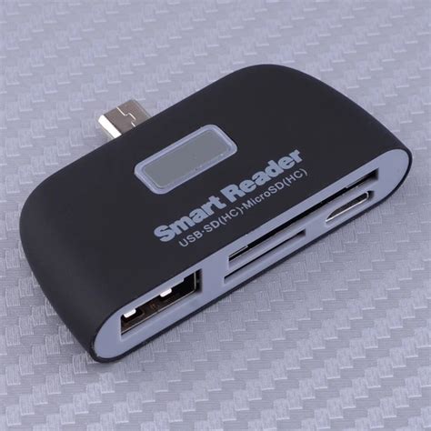 BLACK 4IN1 OTG TF SD Smart Mini Card Reader Adapter W Micro USB Charge Port Zy EUR 8 68