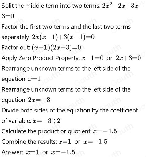 Solved 2x 2 X 3 0 Math