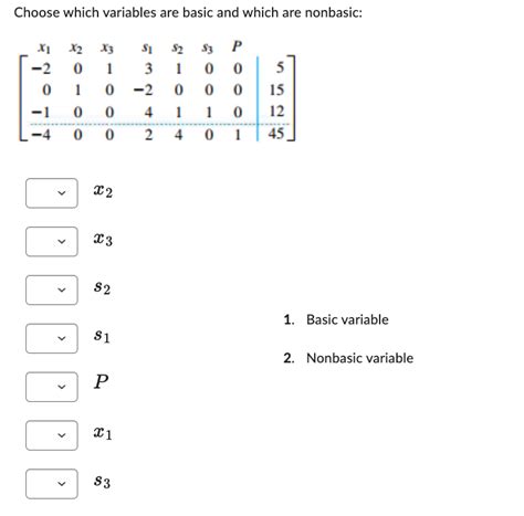 Solved Choose Which Variables Are Basic And Which Are