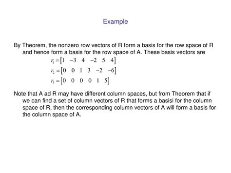 Ppt Section 5 5 Row Space Column Space And Nullsapce Powerpoint Presentation Id 5877389