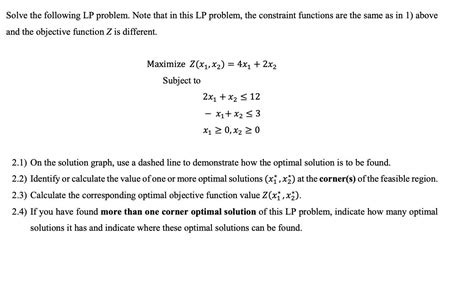 Solved Solve The Following LP Problem Note That In This LP Chegg