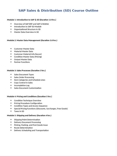Sap Sd Course Pdf