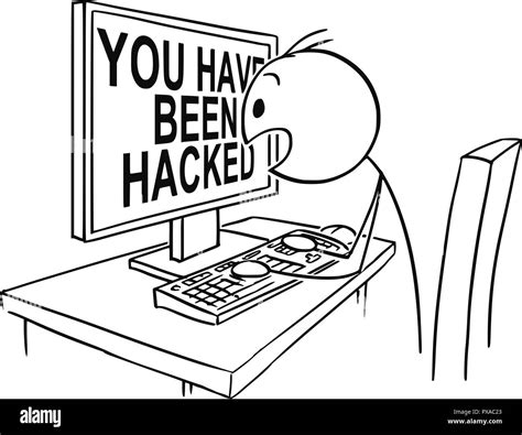 Cartoon Of Man Or Businessman Watching In Panic Computer Screen With