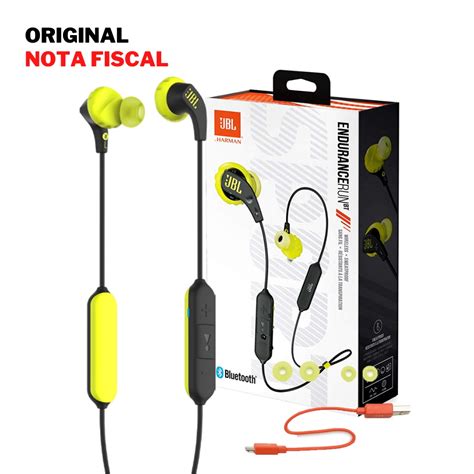 Fone De Ouvido JBL Endurance RunBT Amarelo Preto Sem Fio Bluetooth Para Corrida JBLENDURRUNBTBNL