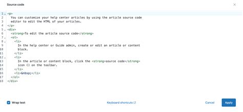 Editing The Source Code Of Help Center Articles Zendesk Help
