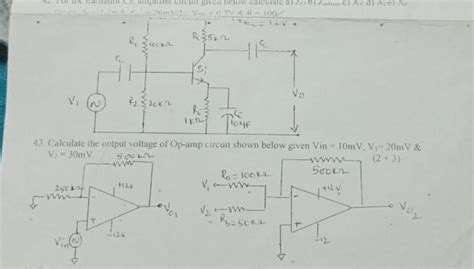 43 Calculate The Output Voltage Of Op Amp Circuit Shown Below Given Vin1
