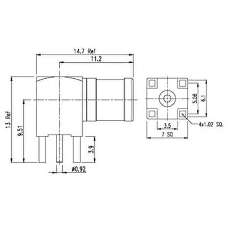 2ghz Right Angle Pcb Mounted Smb Plug From Cambridge Electronics