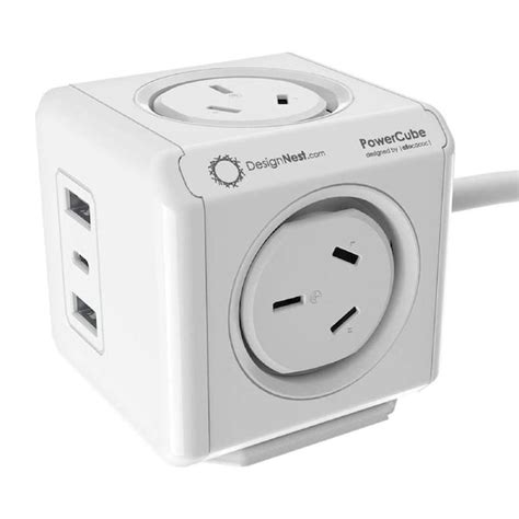 Design Nest Allocacoc Multiport Quick Charging Powercube Au Nz Plug Socket White Woolworths