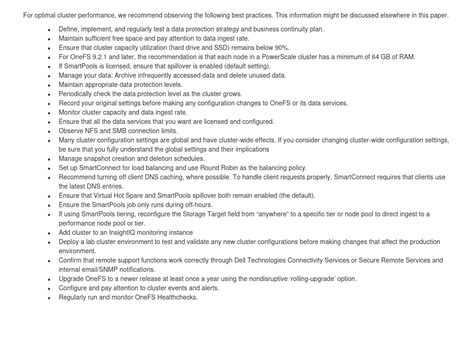 Best Practices Checklist Dell Powerscale Onefs Best Practices Dell Technologies Info Hub