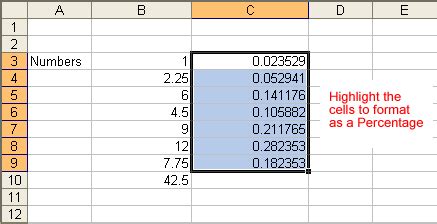 Excel 2003 Formatting Numbers