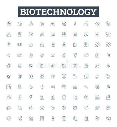Biotechnology Vector Line Icons Set Biotech Genetics Bioengineering Genomics Recombinant