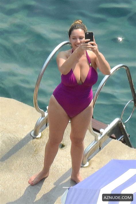 Kelly Brook Sexy In A Purple Swimsuit During Vacation On Capri Aznude