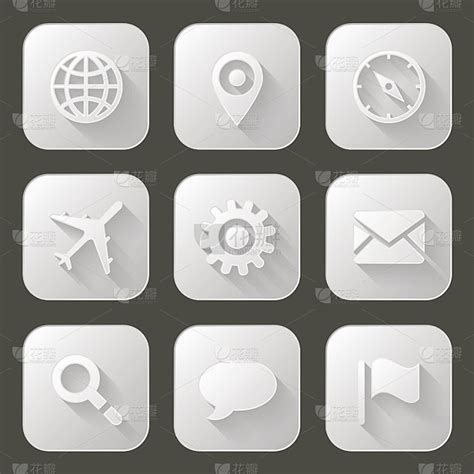 一组图标与长阴影