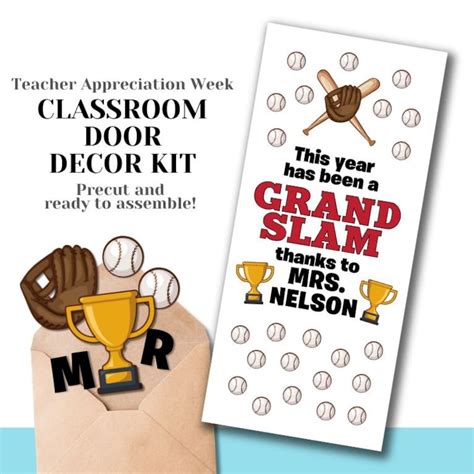 Baseball Door Decor Etsy