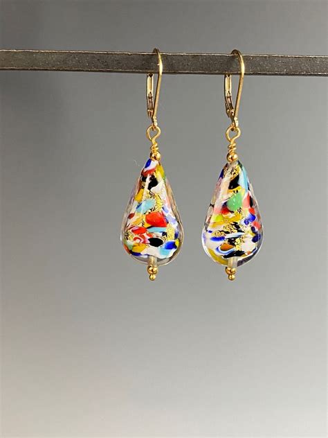 Murano Glass Earrings Venetian Jewelry Colorful Jewelry Italian Glass