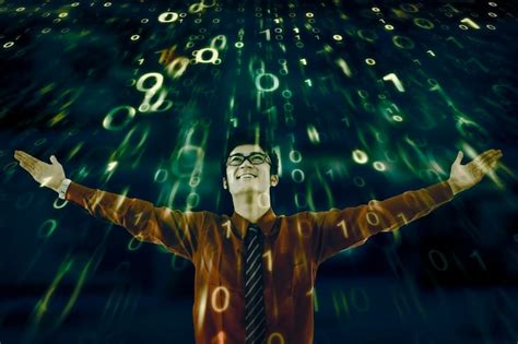 Premium Photo Businessman With Binary Numbers