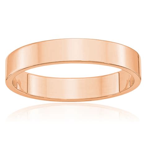 14k Solid Rose Pink Gold 4mm Plain Classic Wedding Band Ring