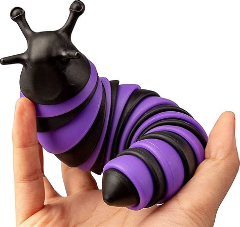 Fidget Slug Toy Articulating Stim Toy White Black Pop It Slug 3d