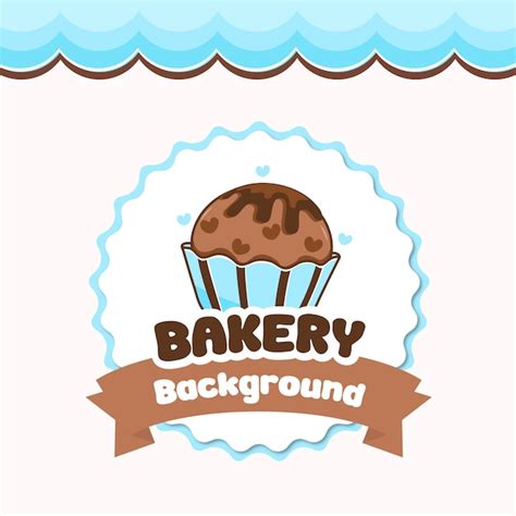 귀여운 로고 컵케이크 터 프리미엄 벡터