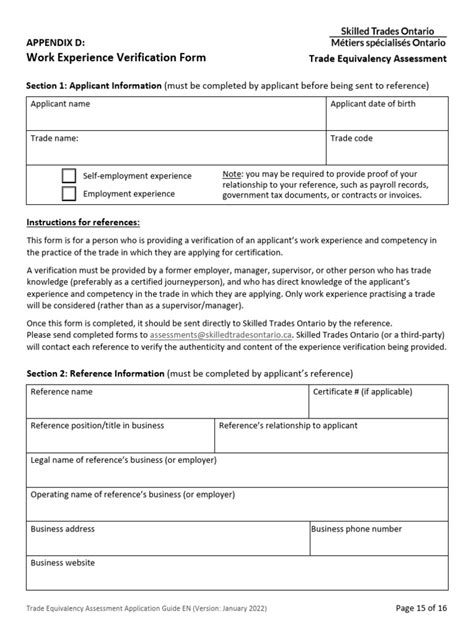 Work Experience Verification Form Download Free Pdf Journeyman