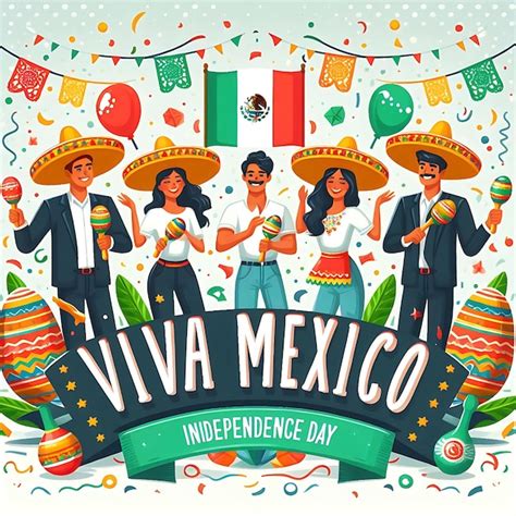 Mexico Independence Day Celebration With People Dancing And Balloons