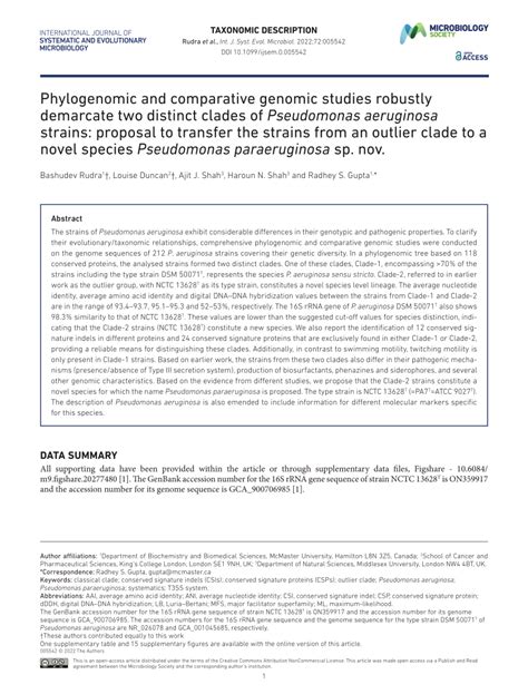 Pdf Phylogenomic And Comparative Genomic Studies Robustly Demarcate