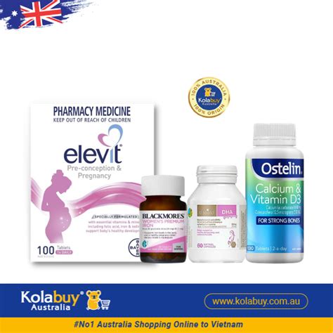 Special Set Bộ Tứ Bầu Úc Elevit And Dha And Canxi Bầu And Sắt Blackmores
