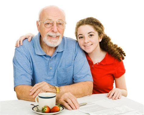 Girl And Her Grandpa Stock Image Image Of Senior Affection 4723595