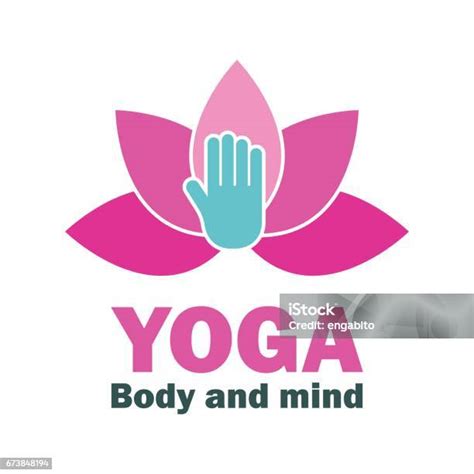 귀하의 슬로건에 대 한 텍스트 공간 요가 몸과 마음 명상 아이콘 슬로건 벡터 일러스트 레이 션 건강한 생활방식에 대한 스톡 벡터