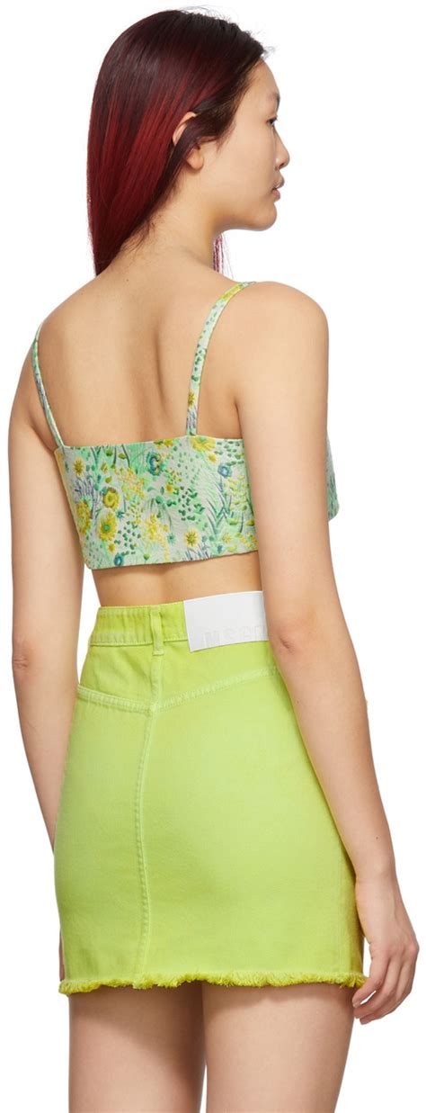 Msgm Green And Yellow Flower Jacquard Tank Top Msgm