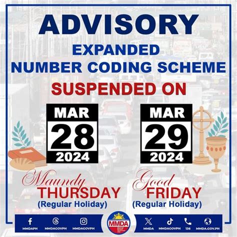 Mmda No Number Coding On Maundy Thursday Good Friday Gma News Online
