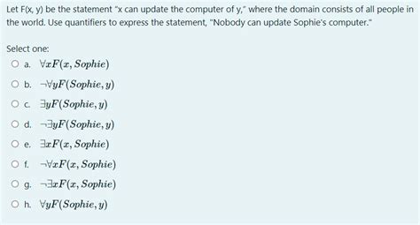 Solved Let F X Y Be The Statement X Can Update The Chegg Com