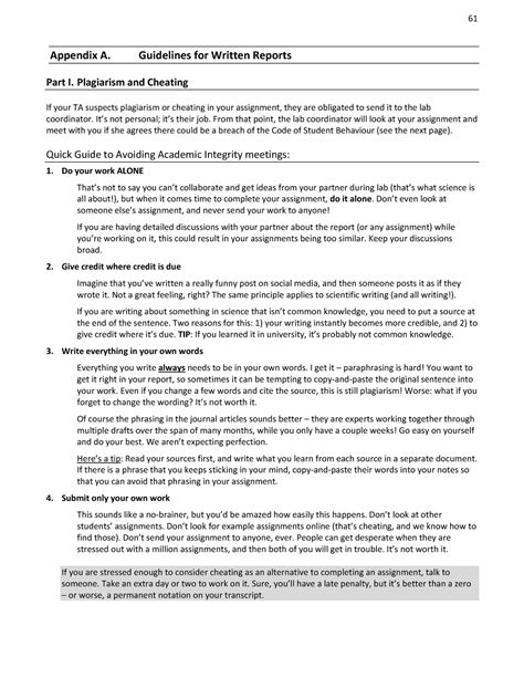 BIOL Labs Appendix A Appendix A Guidelines For Written Reports Part I Plagiarism And