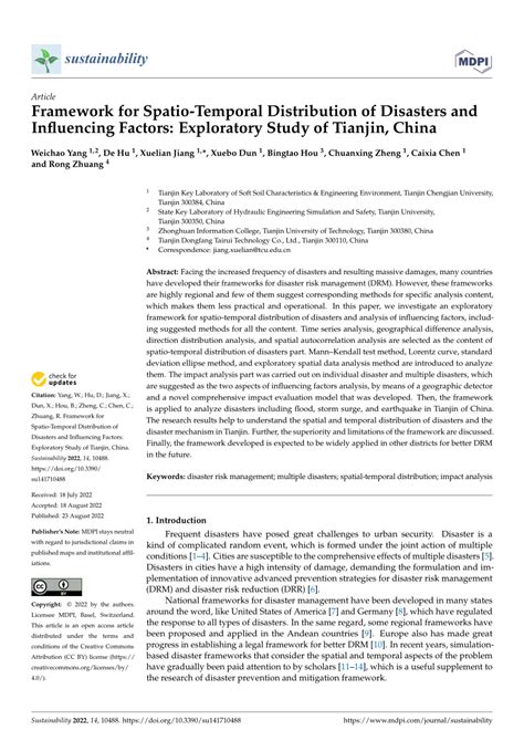 Pdf Framework For Spatio Temporal Distribution Of Disasters And