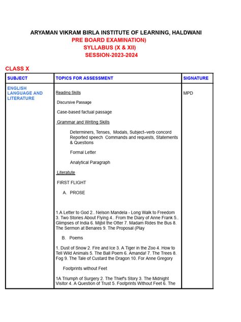 Preboard Syllabus X And Xii 2023 2024 Pdf Equations Chemistry