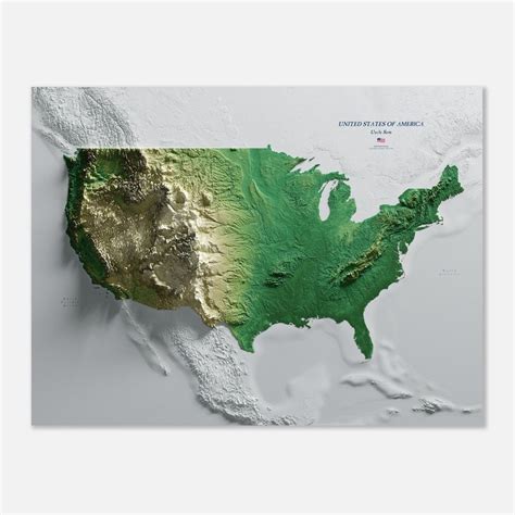 United States Stylish Elevation Map Etsy