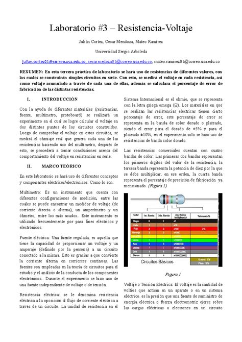 Formato Ieee Para Informes Laboratorio 3 Resistencia Voltaje