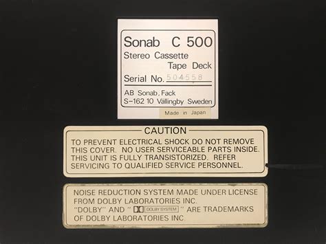 Infrequent Sound Sextex Technology Sonab C 500 Stereo Cassette Deck
