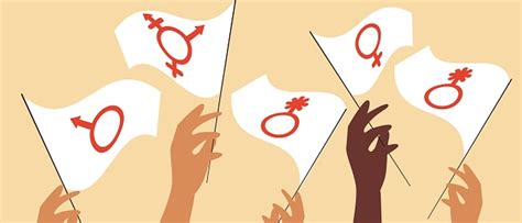 성별 식별 기호 사람들 손 고립 트랜스 젠더 기호 성별 기호와 플래그와 플랫 벡터 스톡 일러스트 개념에 대한 스톡 벡터 아트 및