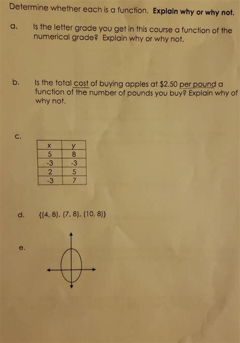 Solved Determine Whether Each Is A Function Explain Why Or Chegg Com