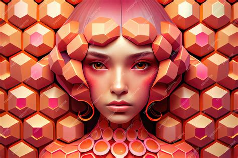 Premium Photo Futuristic Stylish Fashion Art With Hexagonal Shape
