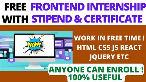 Free Frontend Online Internships With Stipend And Certificates
