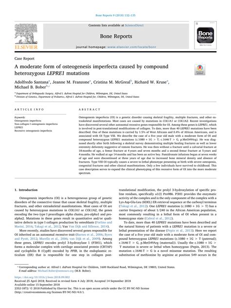 Pdf A Moderate Form Of Osteogenesis Imperfecta Caused By Compound