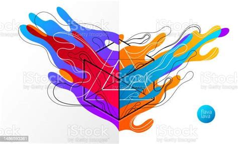 기하학적 라인 벡터 추상 그래픽 디자인 요소 역동적 인 현대 미술 흐르는 및 변화하는 형태 그라데이션 용암 거품과 모션유체 다채로운 액체 모양 다중 색상에 대한 스톡 벡터